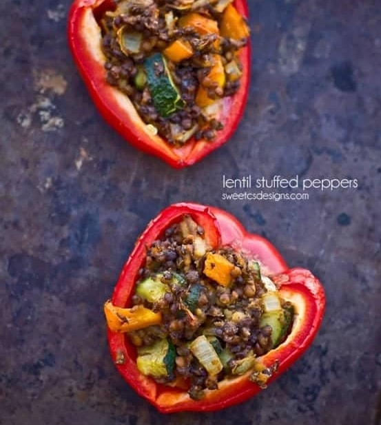 Easy Vegan Lentil and Veggie Stuffed Peppers Recipe ⋆ Sweet C's Designs