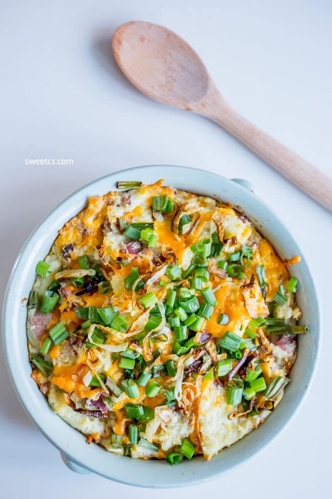 Cheesy Ham and Mashed Potato Casserole - Sweet Cs Designs