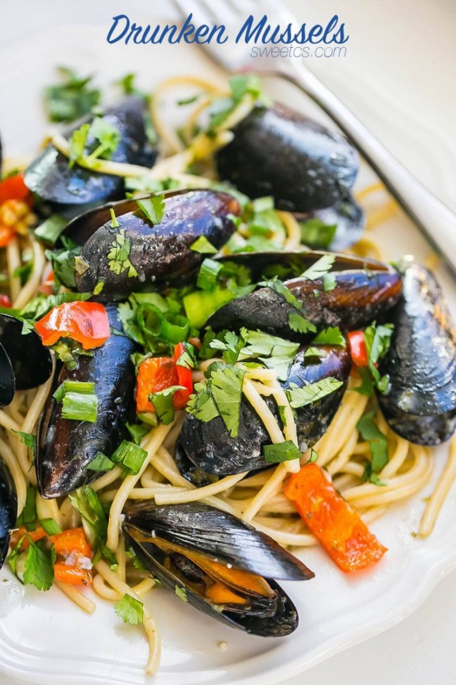 15 Minute Drunken Mussels Pasta - Sweet Cs Designs