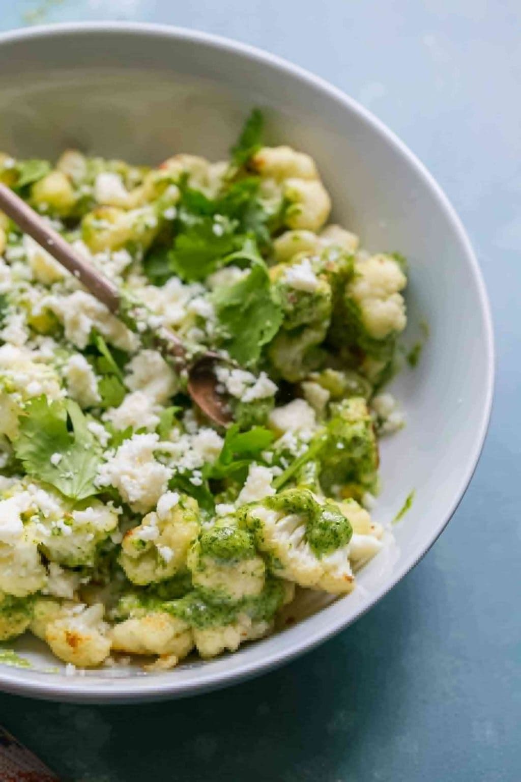 Roasted Cauliflower with Cilantro Cashew Pesto