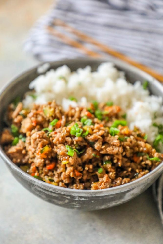 Easy Mongolian Turkey and Rice Bowls - Sweet Cs Designs