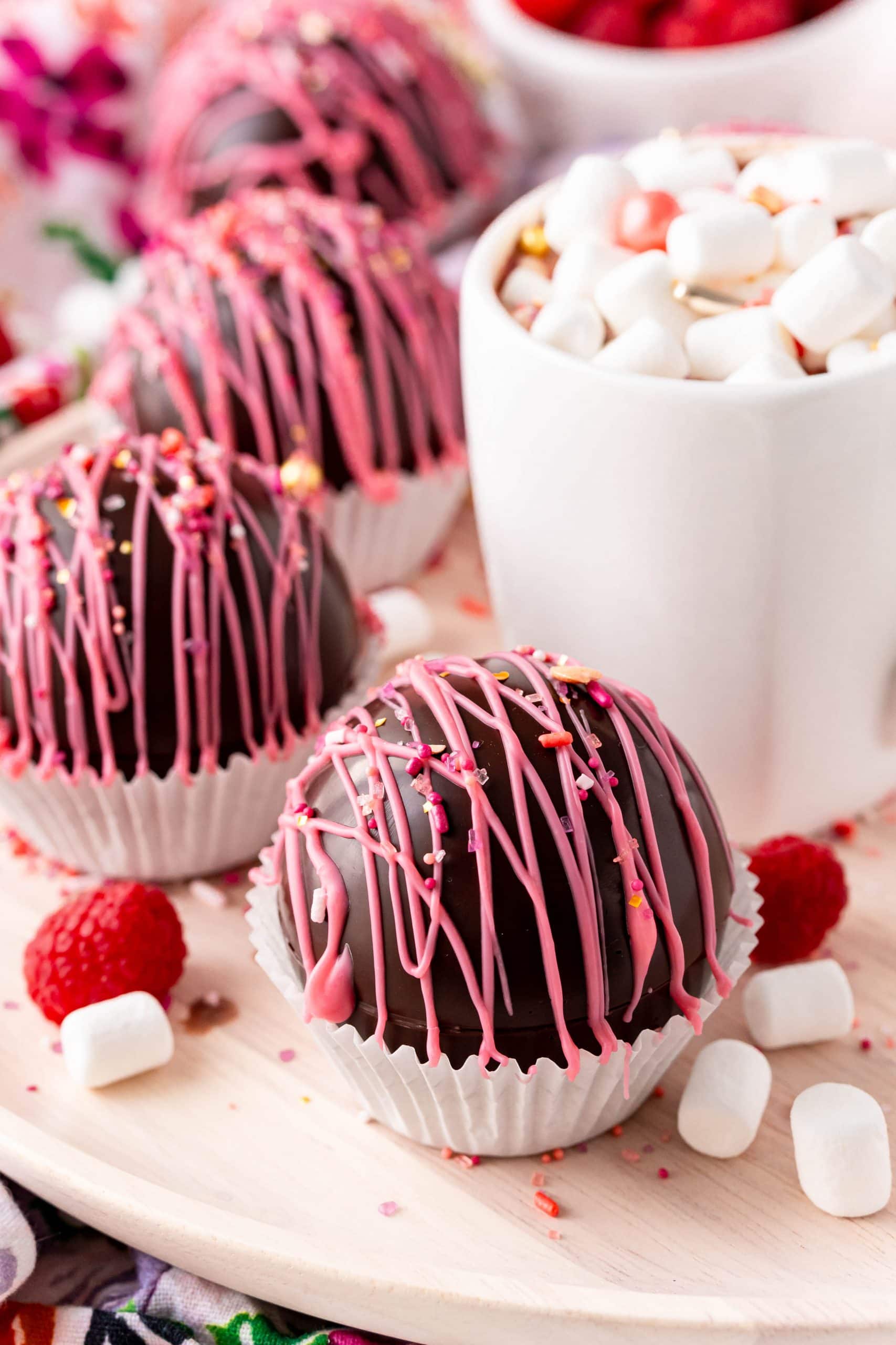 Raspberry Hot Chocolate Bombs - Sweet Cs Designs