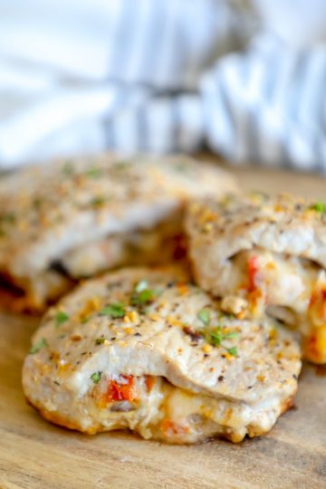 Cheesy Baked Stuffed Pork Chops Recipe - Sweet Cs Designs