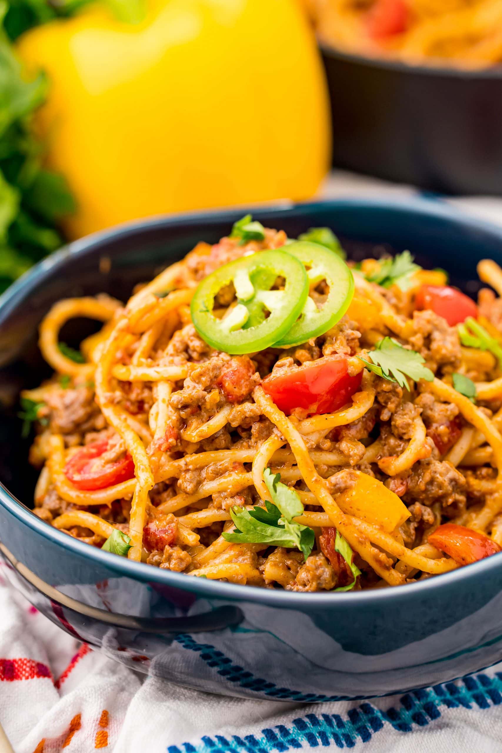 Easy Taco Spaghetti Recipe - Sweet Cs Designs