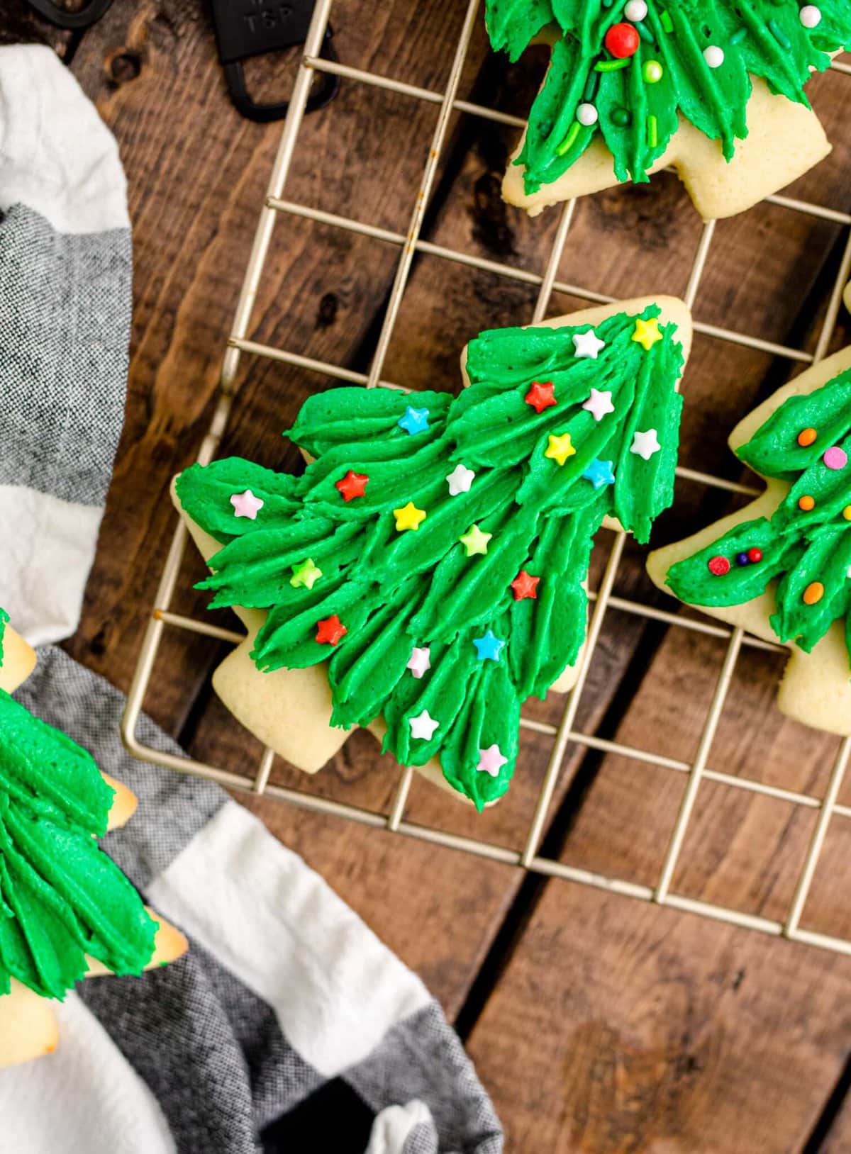 Easy Iced Christmas Tree Shortbread Cookies - Sweet Cs Designs