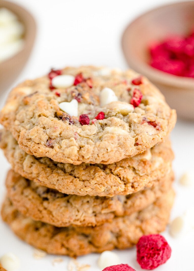 White Chocolate Chip Raspberry Oatmeal Cookies - Sweet Cs Designs