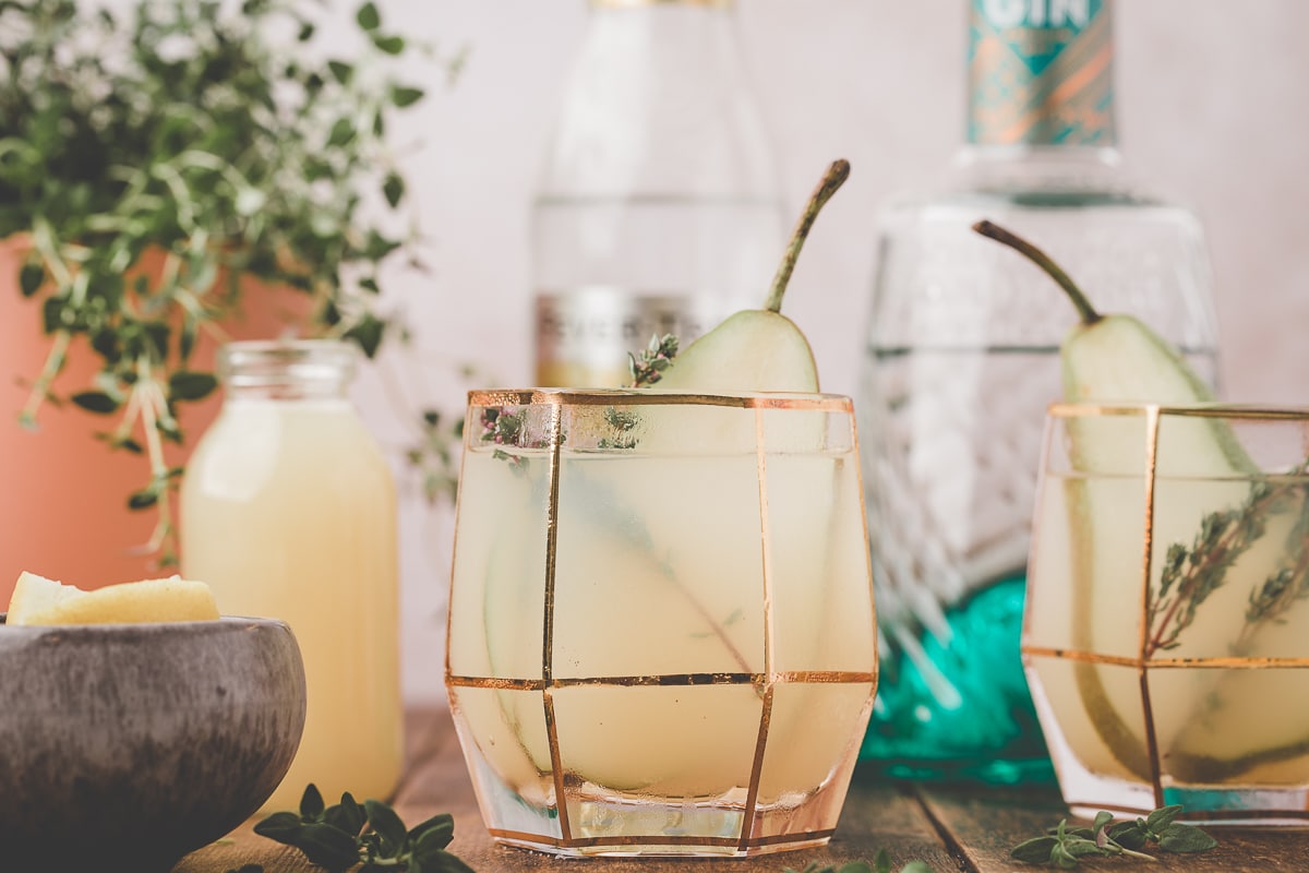 Pear and Gin Fizz Cocktail - Sweet Cs Designs