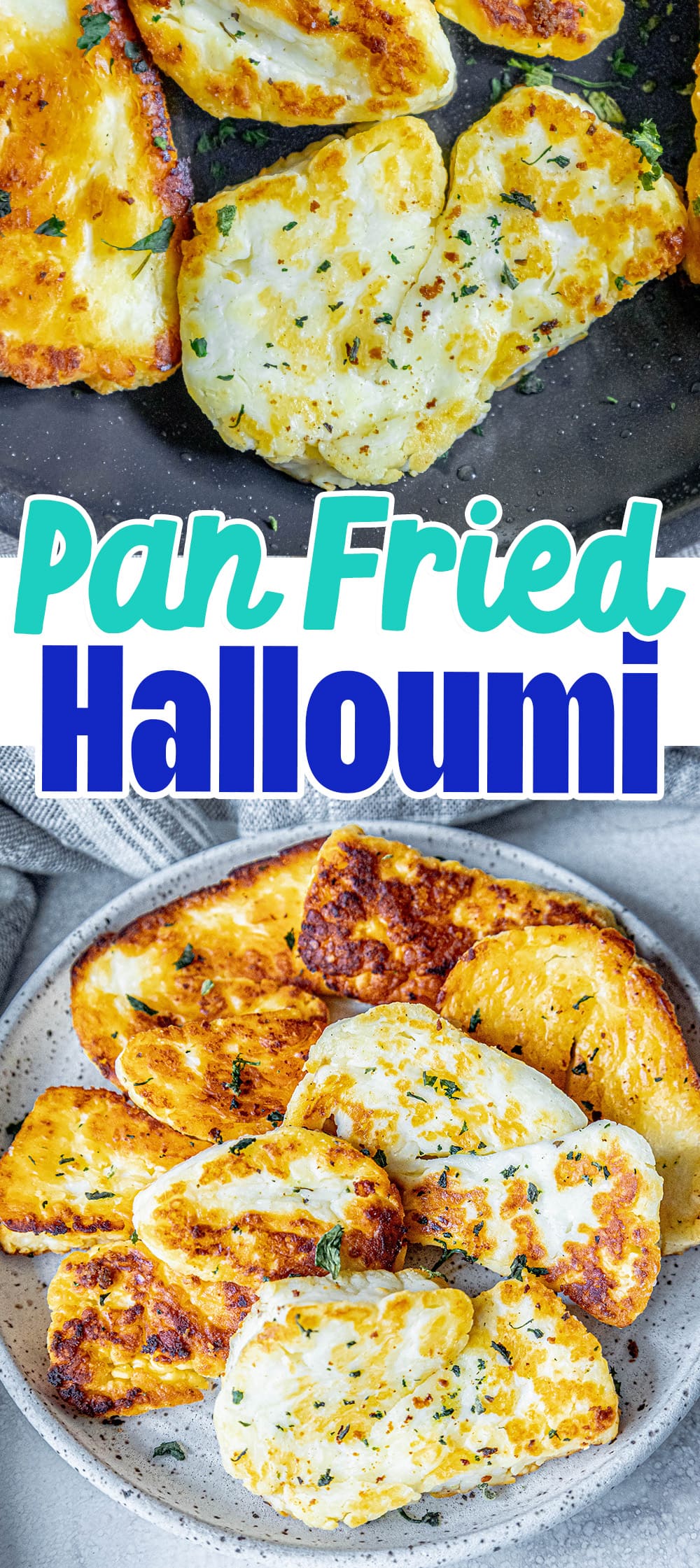 Easy Pan Fried Halloumi Greek Cheese with garlic lemon and mint