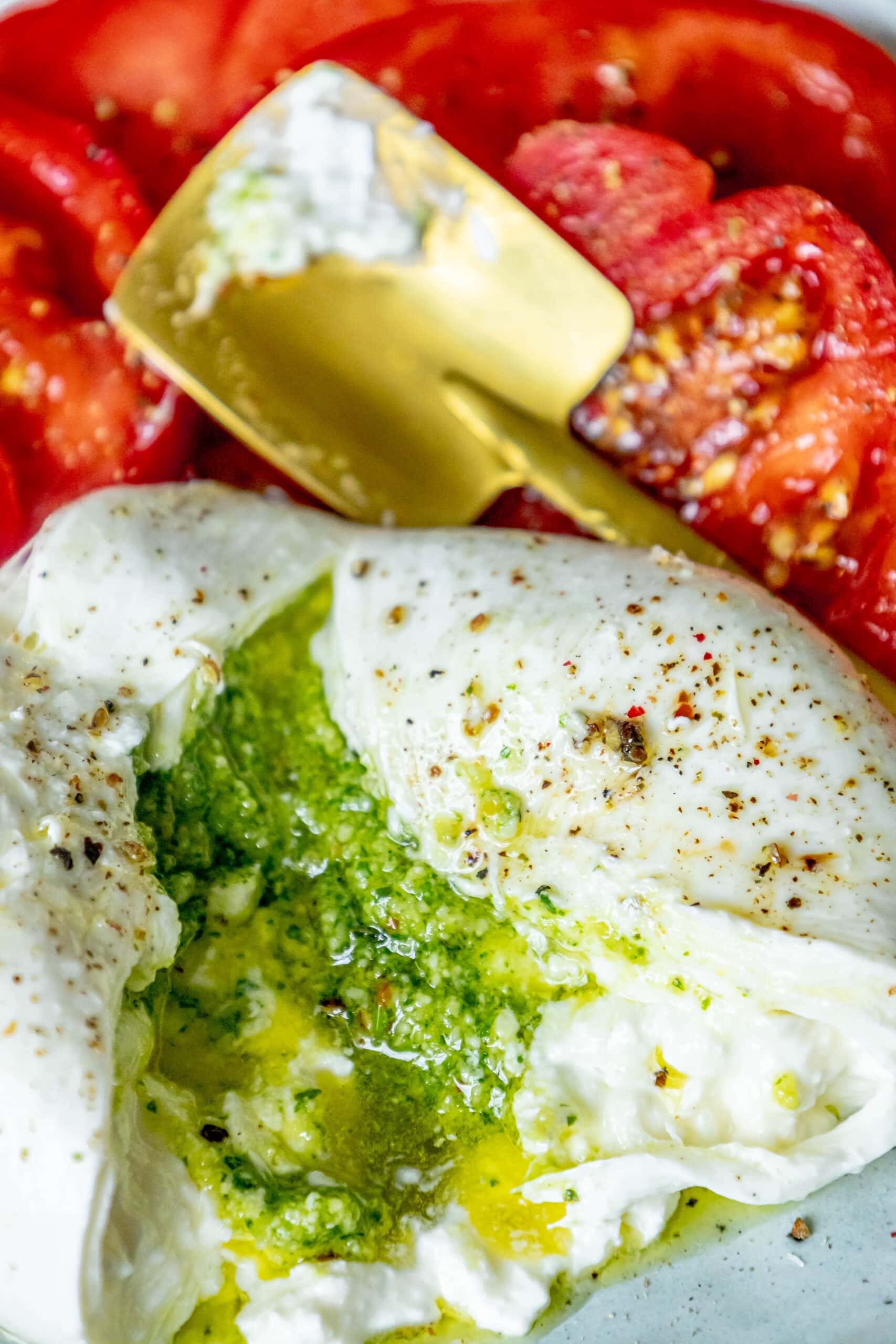 Pesto Stuffed Burrata - Sweet Cs Designs