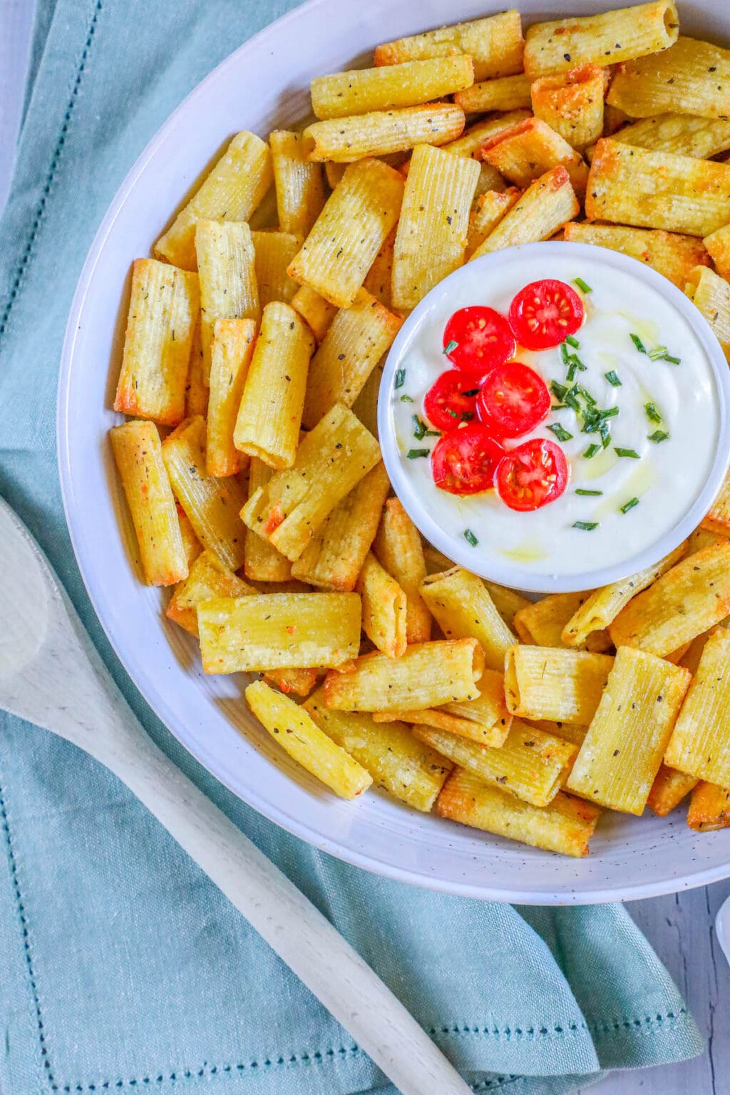Air Fried Pasta Chips and Feta Dip - Sweet Cs Designs