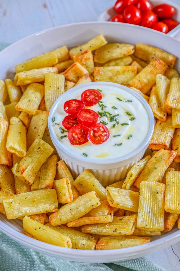 Air Fried Pasta Chips and Feta Dip - Sweet Cs Designs