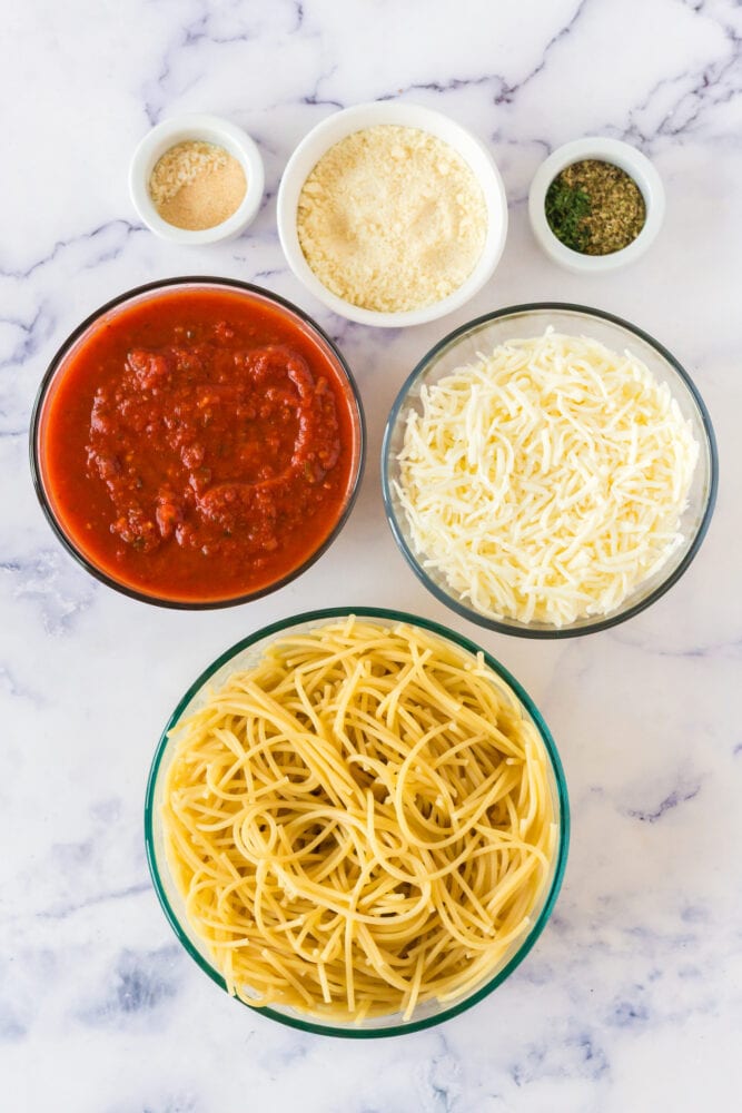 Cheesy Baked Spaghetti - Sweet Cs Designs