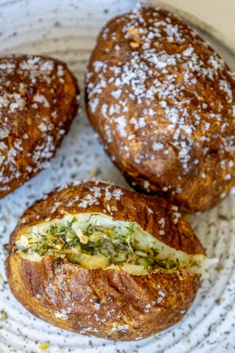 Salt Baked Potato with Herbed Butter - Sweet Cs Designs