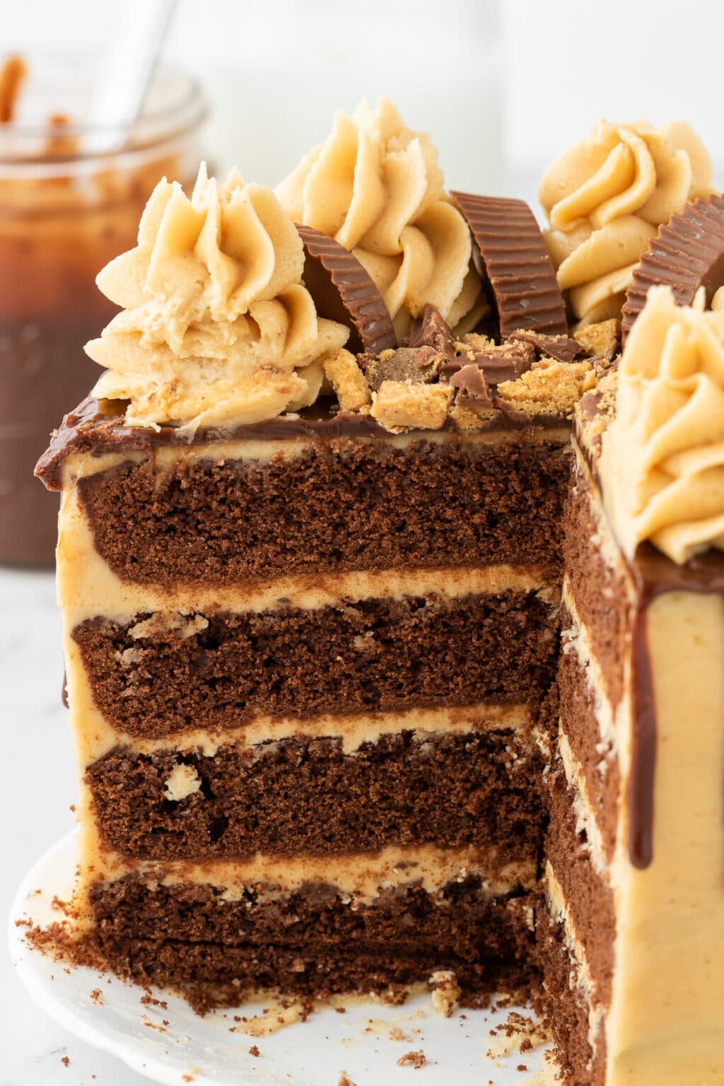 Chocolate Peanut Butter Layer Cake - Sweet Cs Designs