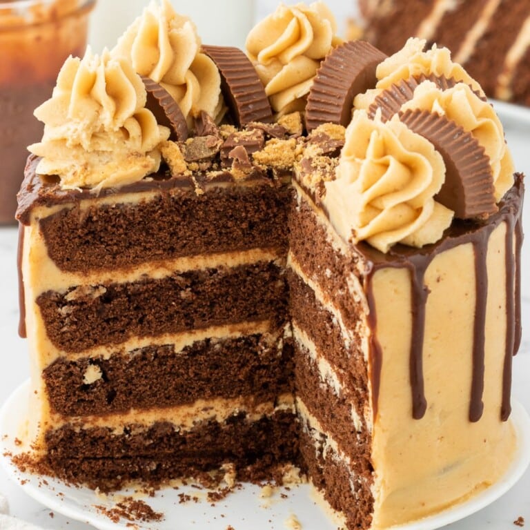 Chocolate Peanut Butter Layer Cake - Sweet Cs Designs