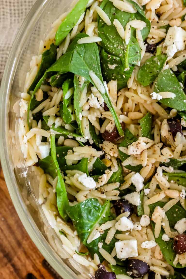 Spinach Feta Orzo Salad - Sweet Cs Designs