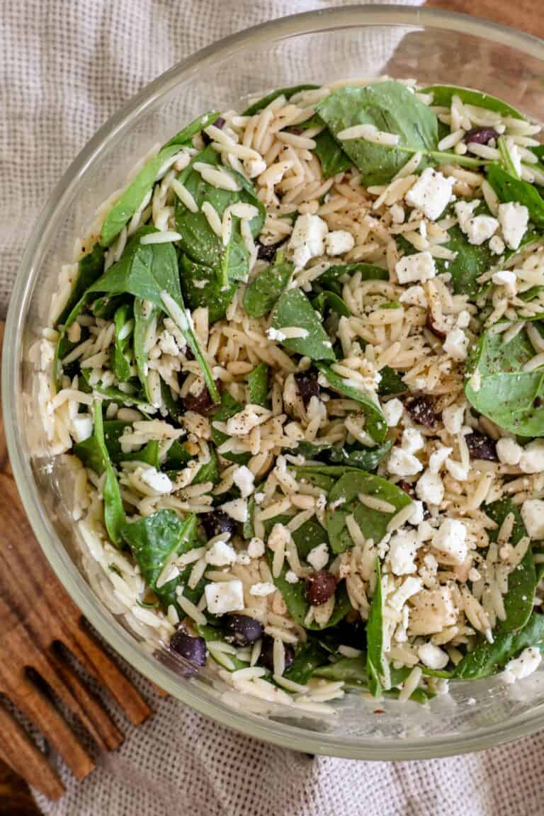 Spinach Feta Orzo Salad - Sweet Cs Designs