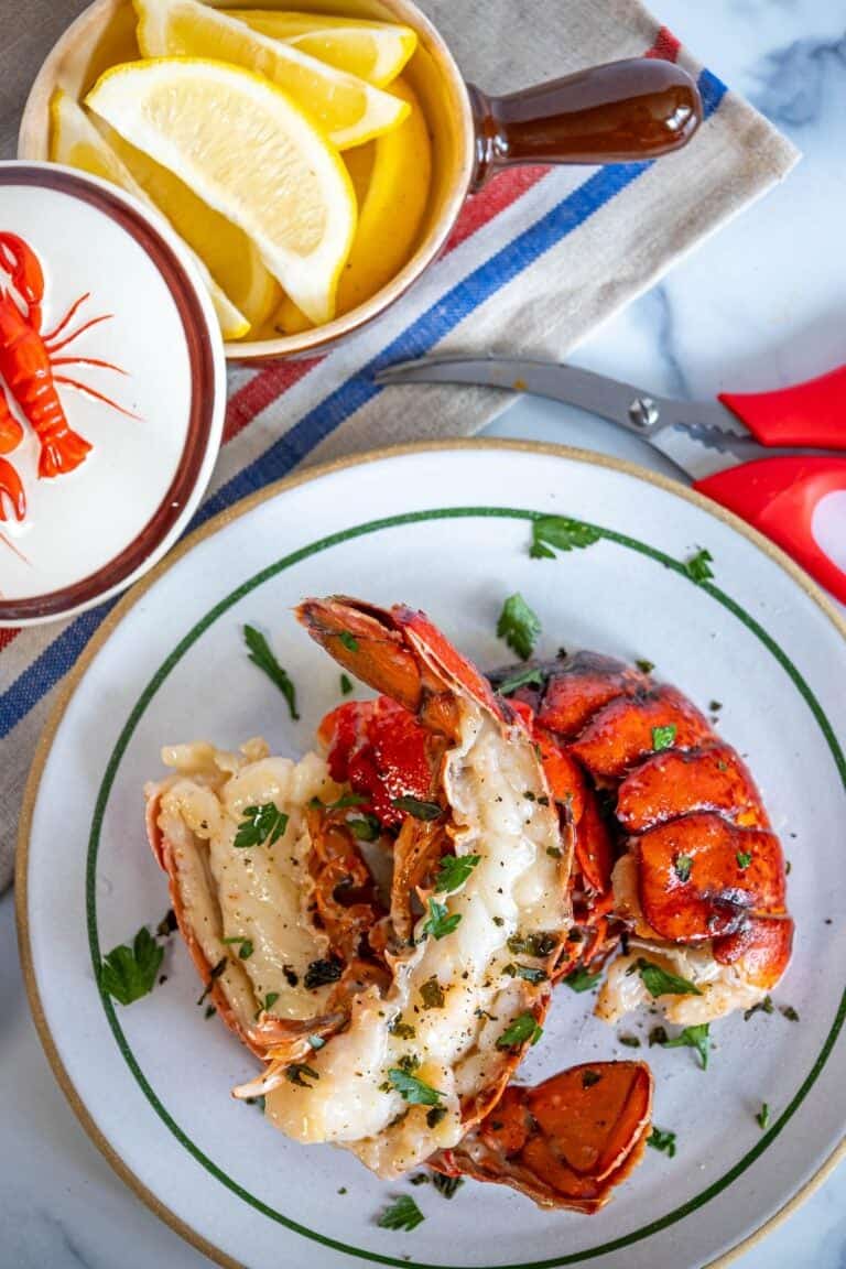 10 Minute Butter Poached Lobster Tails in a Garlic Lemon Cream Sauce