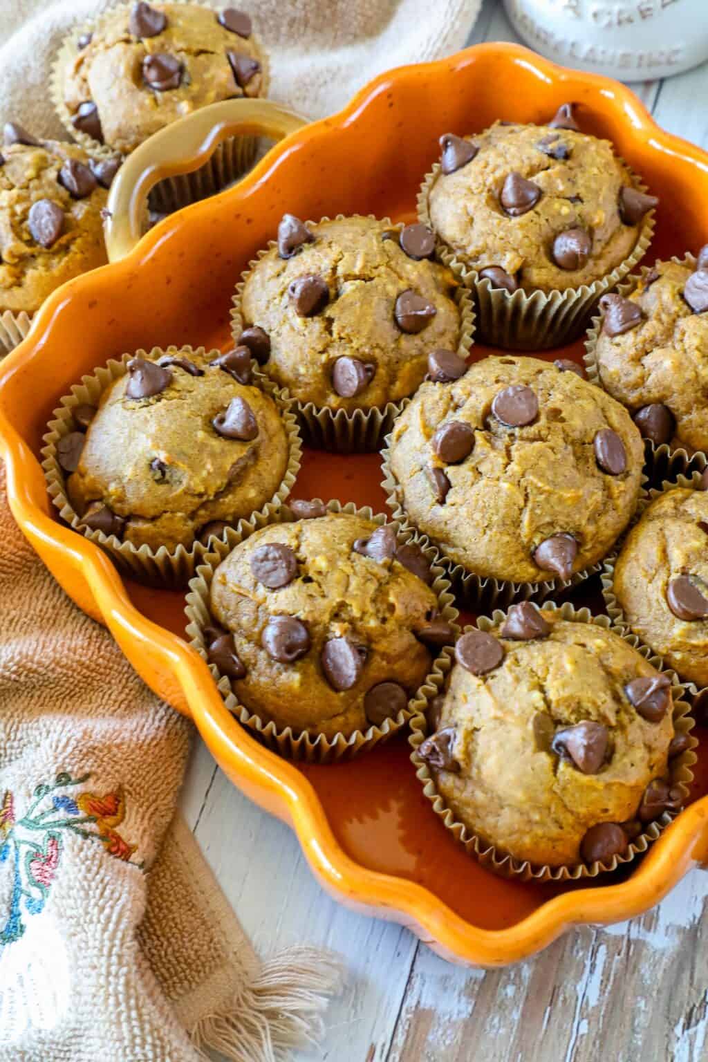Pumpkin Chocolate Chip Muffins - Sweet Cs Designs