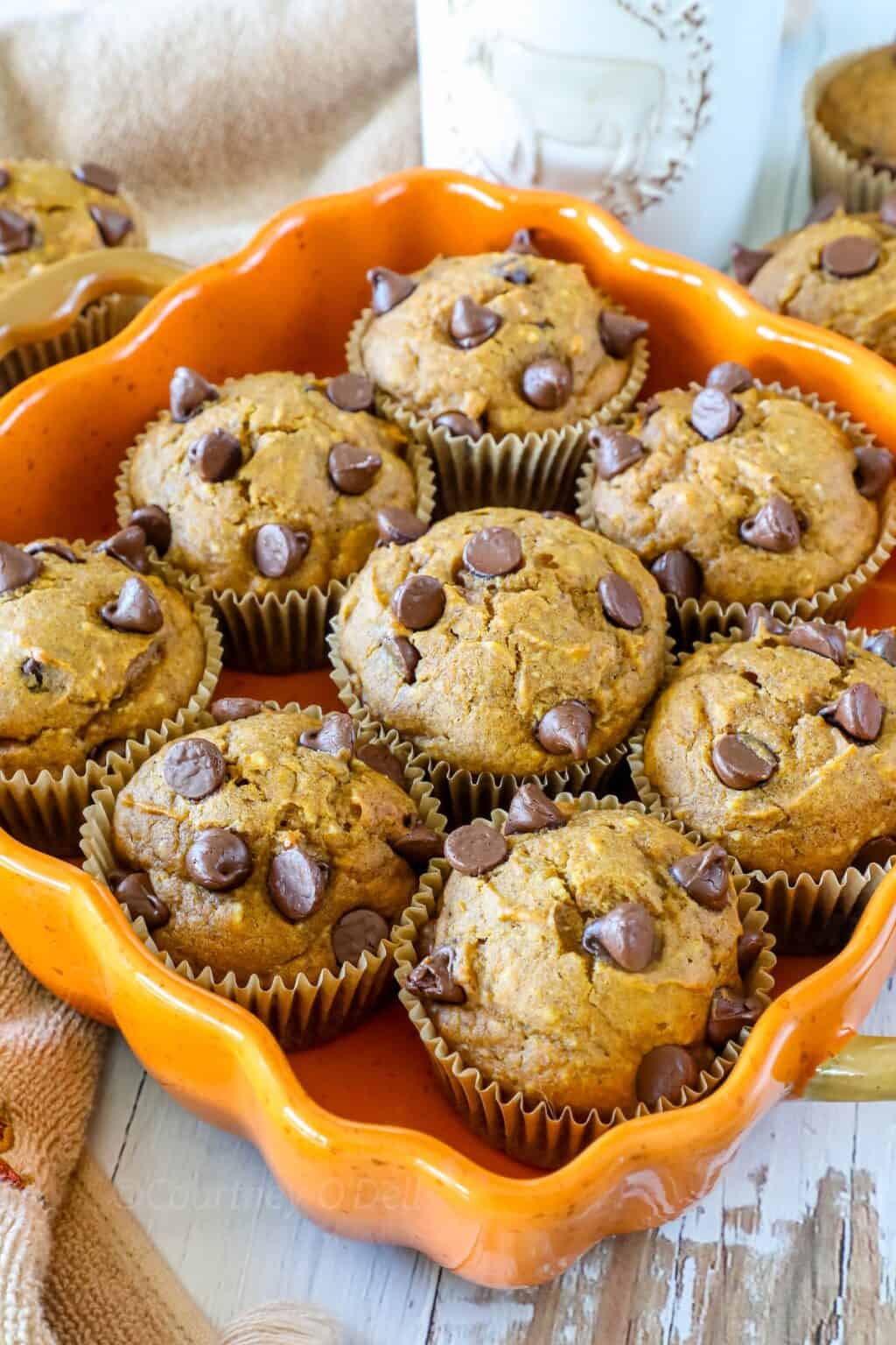 Pumpkin Chocolate Chip Muffins - Sweet Cs Designs