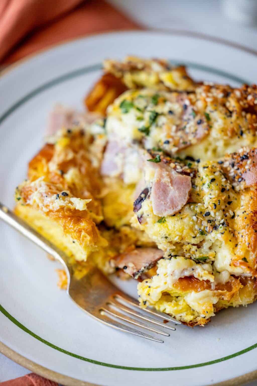 Ham and Cheese Croissant Strata - Sweet Cs Designs