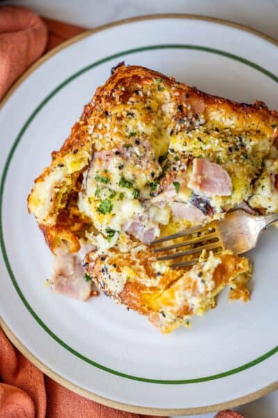 Ham and Cheese Croissant Strata - Sweet Cs Designs