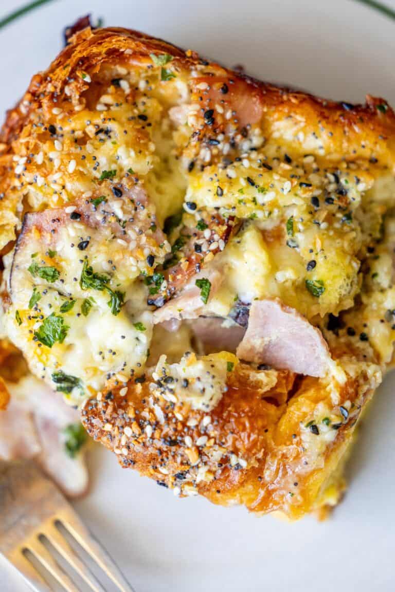 Ham and Cheese Croissant Strata - Sweet Cs Designs